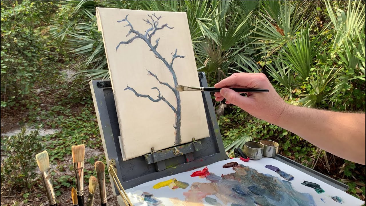Painting a Study of a Tree Plein Air - YouTube