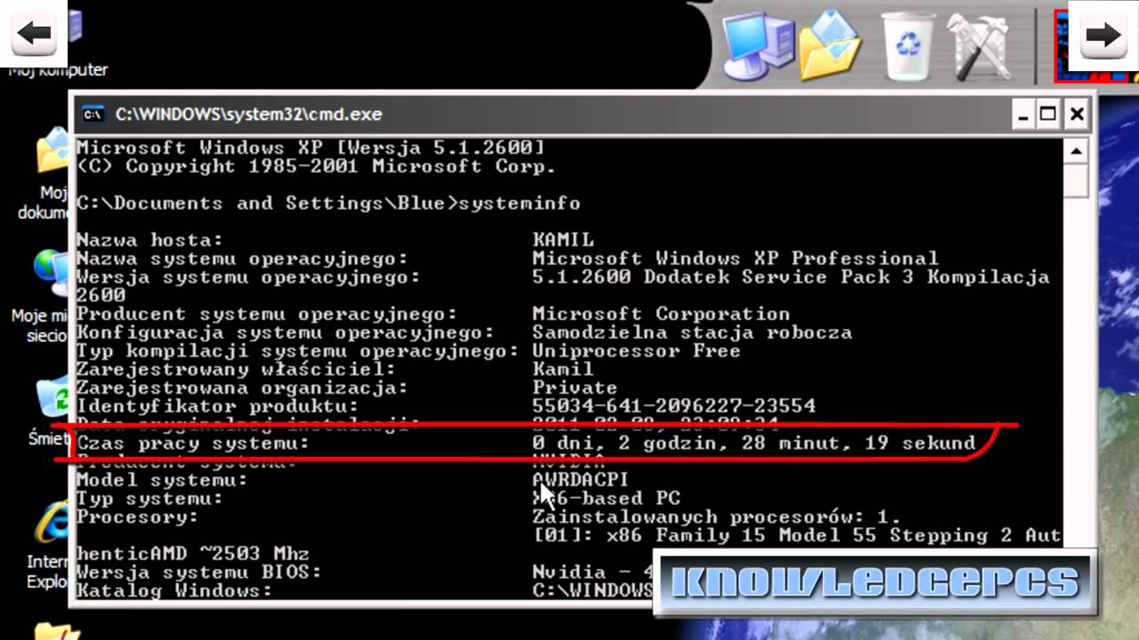 Jak Sprawdzić Czas Pracy Systemu Windows XP - YouTube