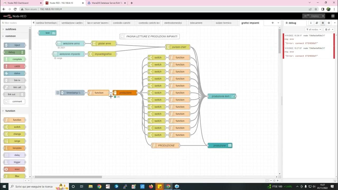 Node-RED grafici e tabelle da MySQL - YouTube