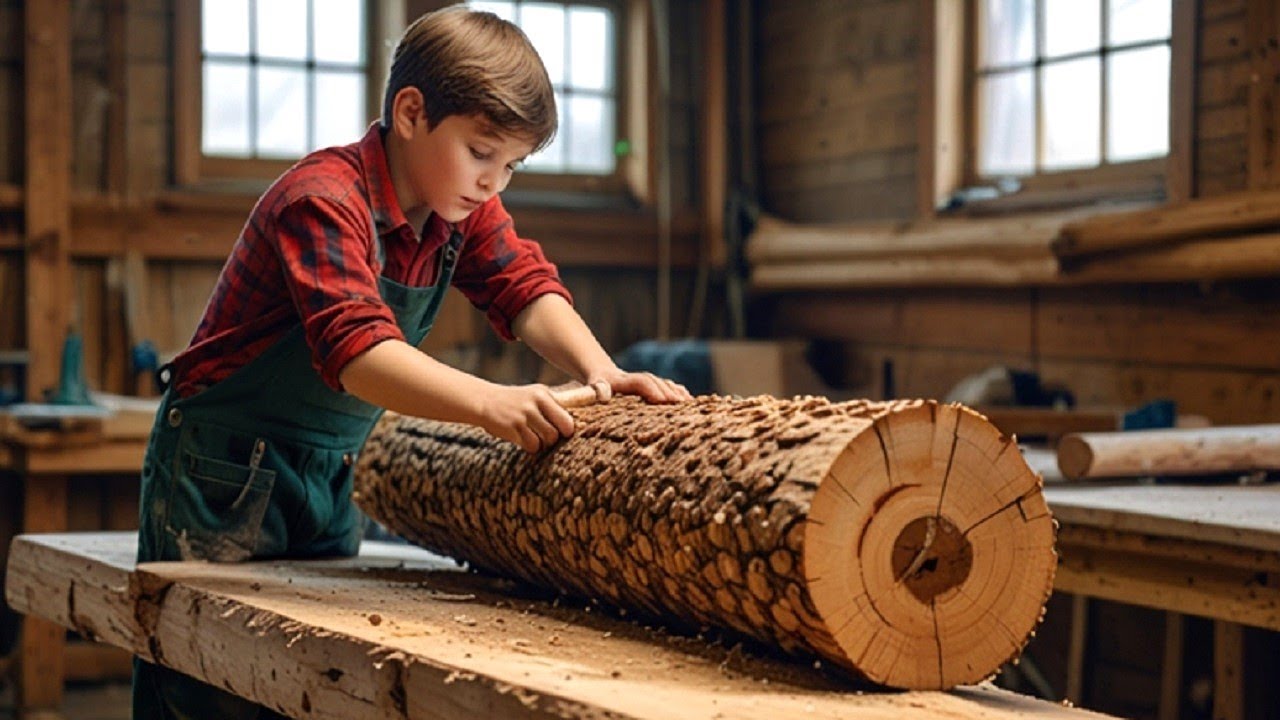 Processing A Solid Piece Of Wood Into A Unique Tea Table Set ...