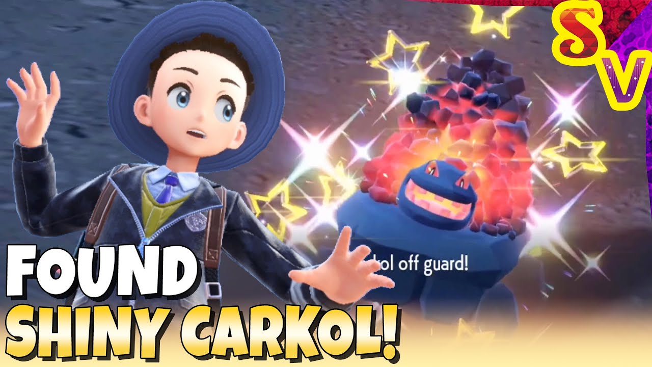 Shiny Carkol from Random Spawn! Live Shiny Reaction in Pokemon Violet ...