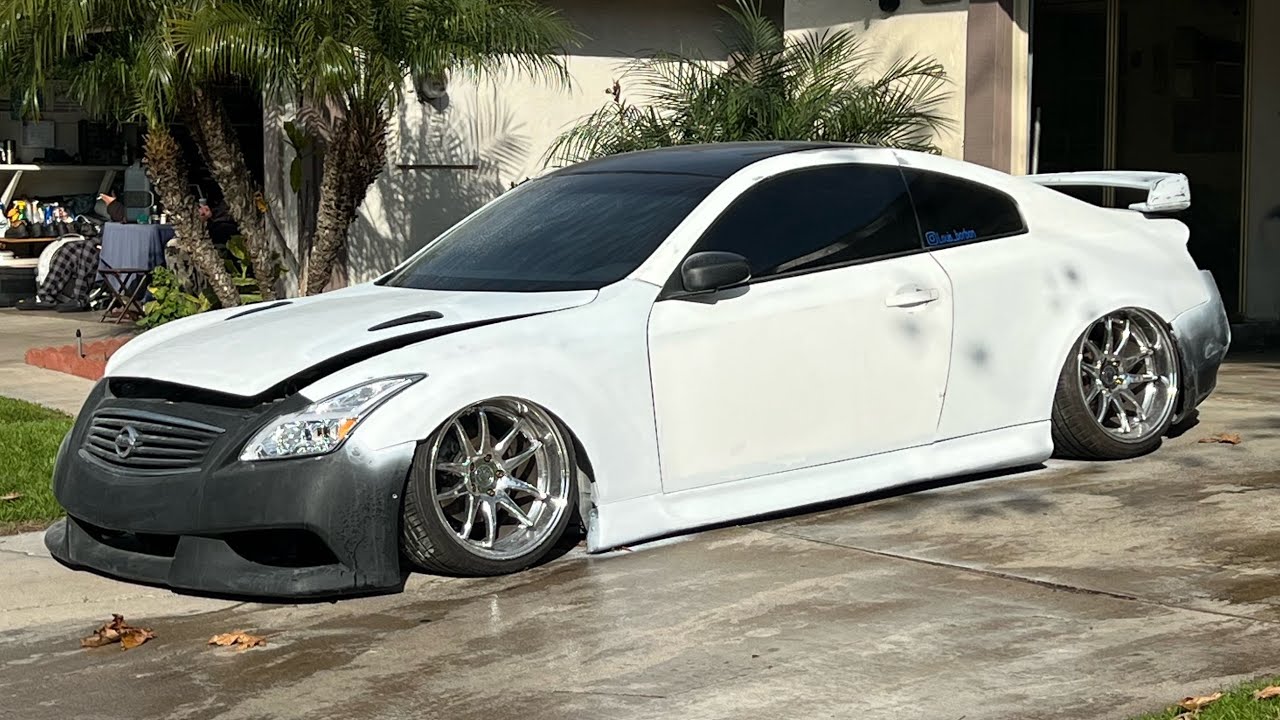 rebuilding a wrecked bagged G35 plus BIG news - YouTube