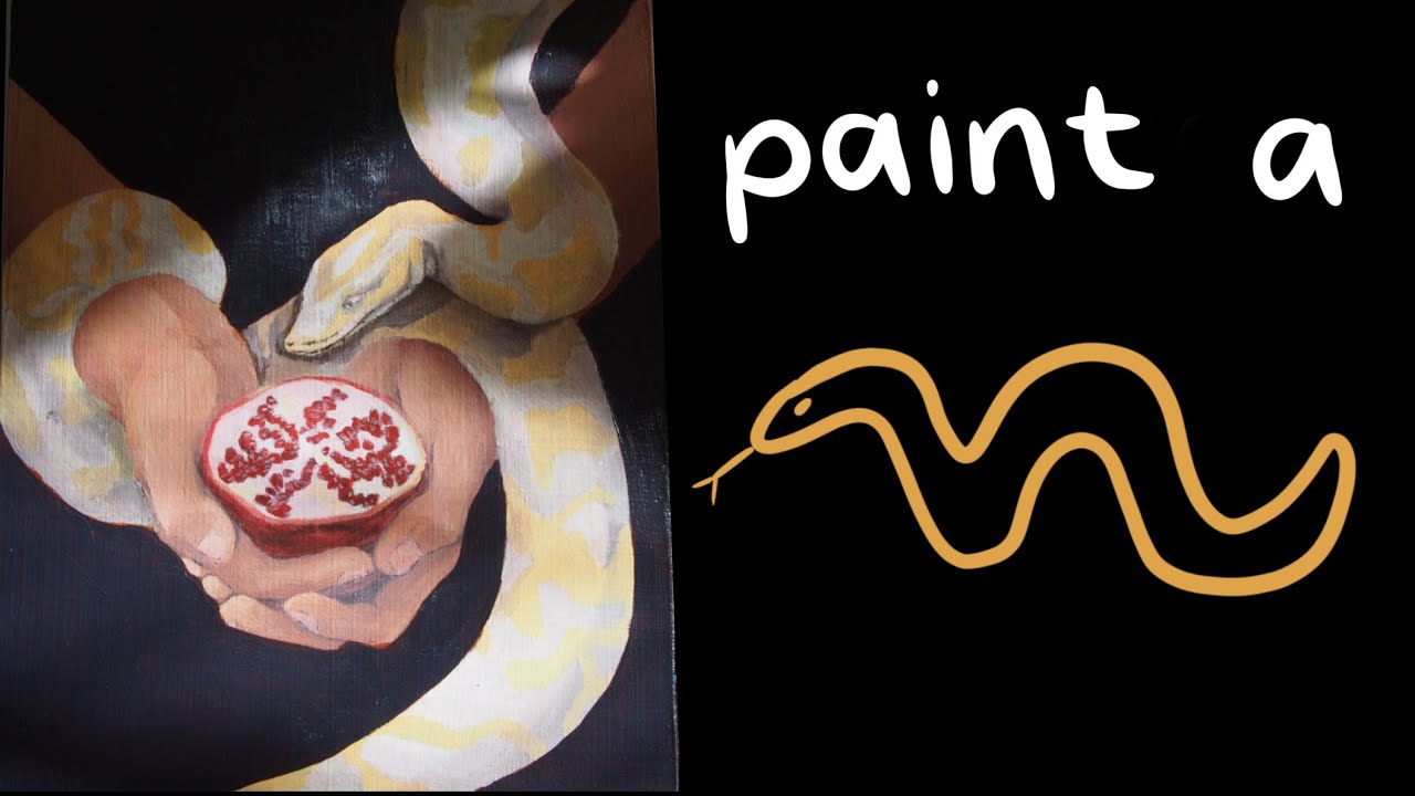 pomegranate snake - acrylic painting - YouTube