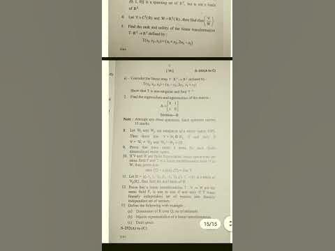 HNBGU B.Sc. 5th sem Maths (Linear Algebra) question paper - YouTube