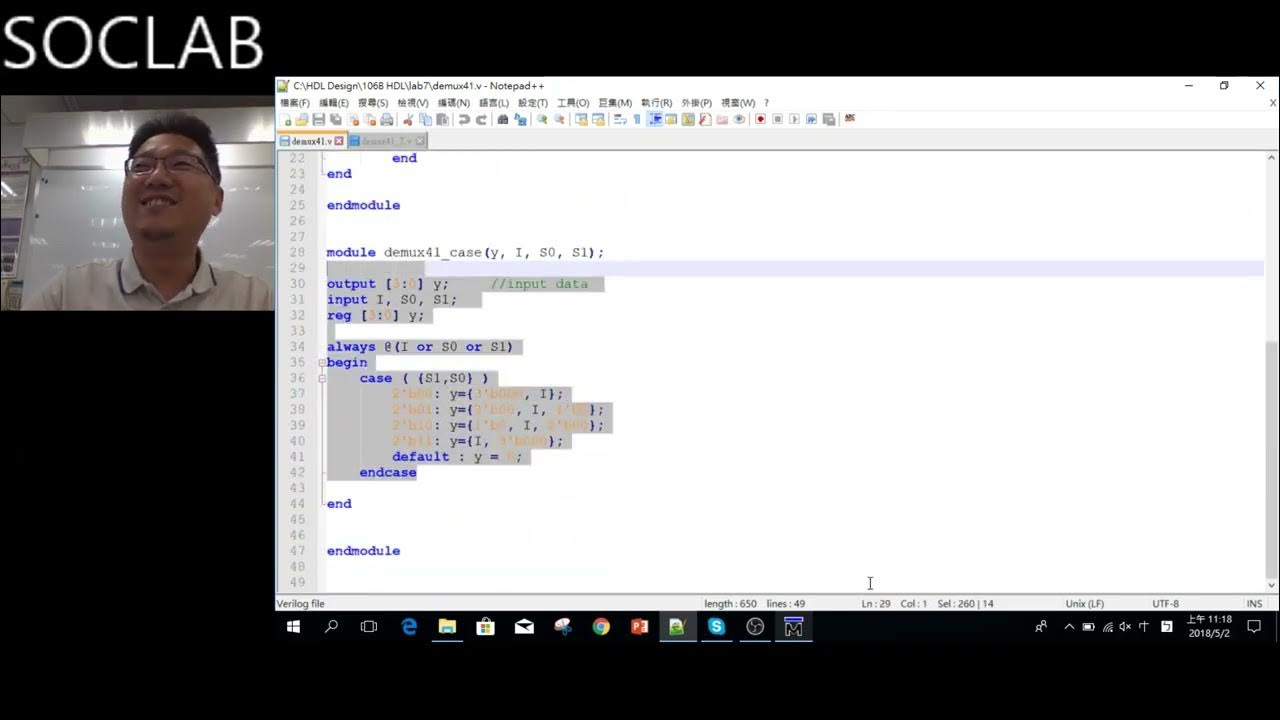 Modelsim Verilog Lab7 demux - YouTube