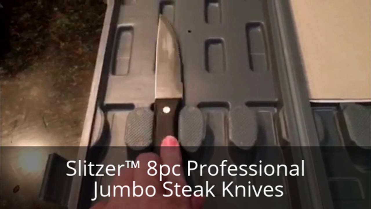 Slitzer™ 8pc Professional Jumbo Steak Knives - YouTube