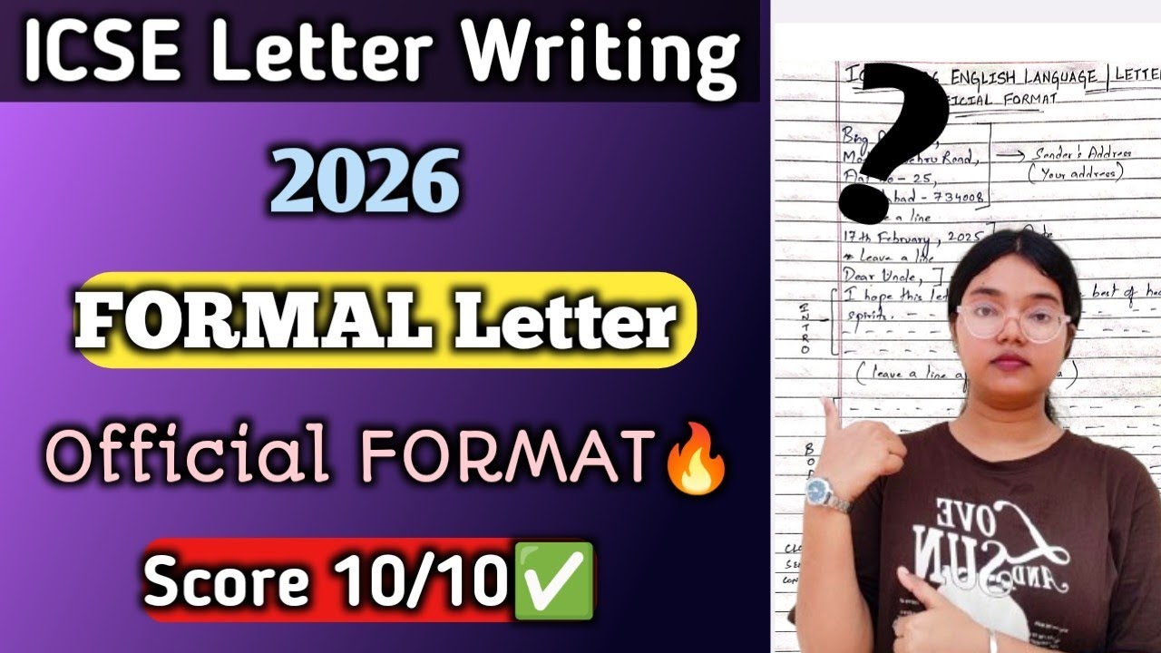 ICSE 2026 English Language: Formal Letter Official FORMAT 🔥 | Letter Writing | Score 10/10 - YouTube