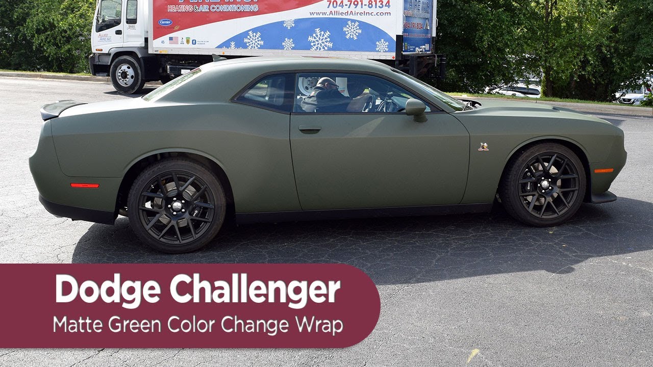 Dodge Challenger - Matte Green Color Change Wrap - YouTube