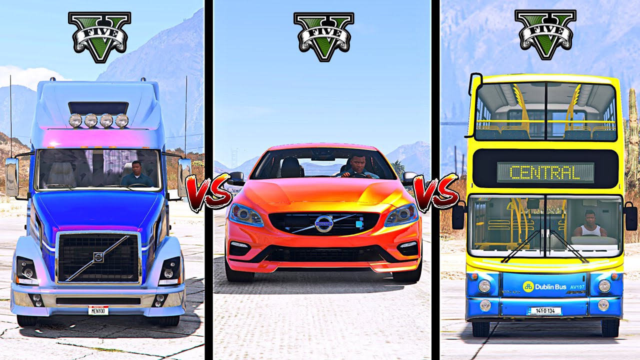 GTA 5 VOLVO TRUCK VS GTA 5 VOLVO CAR VS GTA 5 VOLVO BUS- WHICH IS BEST ...