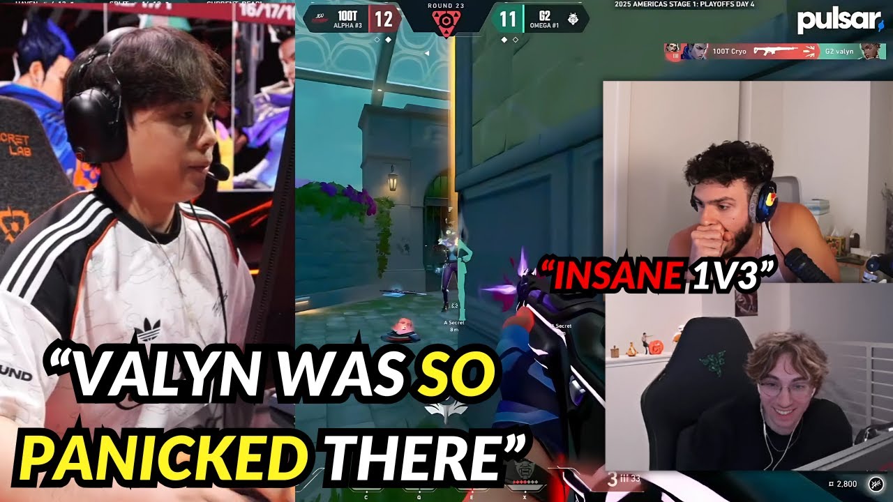 Valorant Streamers & Pros React to 100T Cryo CALM 1v3 CLUTCH - YouTube