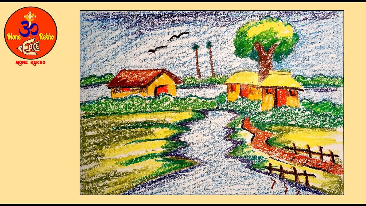 Village drawing | Easy drawing | Drawing for beginners | Drawing for ...