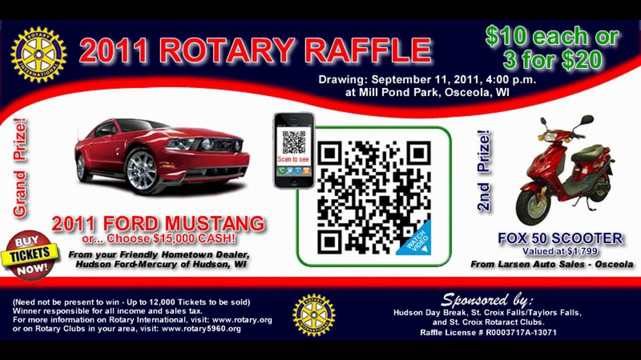 2011 Rotary Car Raffle - 2011 Ford Mustang or Fox 50 Scooter - YouTube