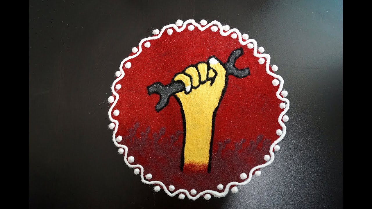 Labour Day Rangoli || Labour Day Rangoli Design || Labour Day 2020 ...
