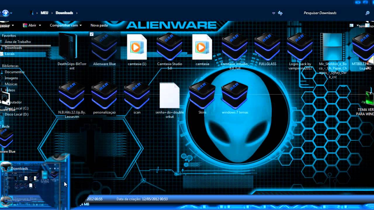 TEMA ALIEN AZUL PARA WINDOWS 7 - YouTube