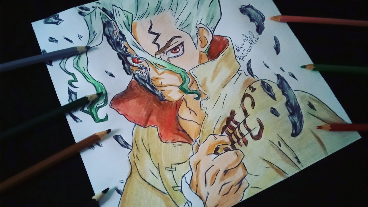 How To Draw Senku Ishigami From Doctor Stone Without Copic Step By Step Youtube