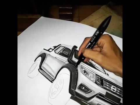 ( Part 1 ) Drawing Nissan Navara - YouTube