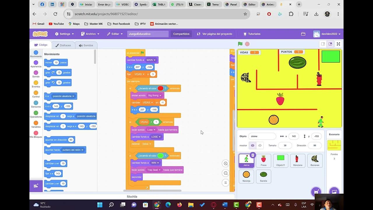 Actividad con Scratch - Juego interactivo - Laberinto de frutas - YouTube