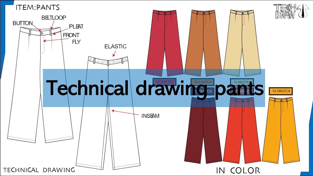 TECHNICAL DRAWING PANTS} How to draw pants? I TECHDRAW - YouTube