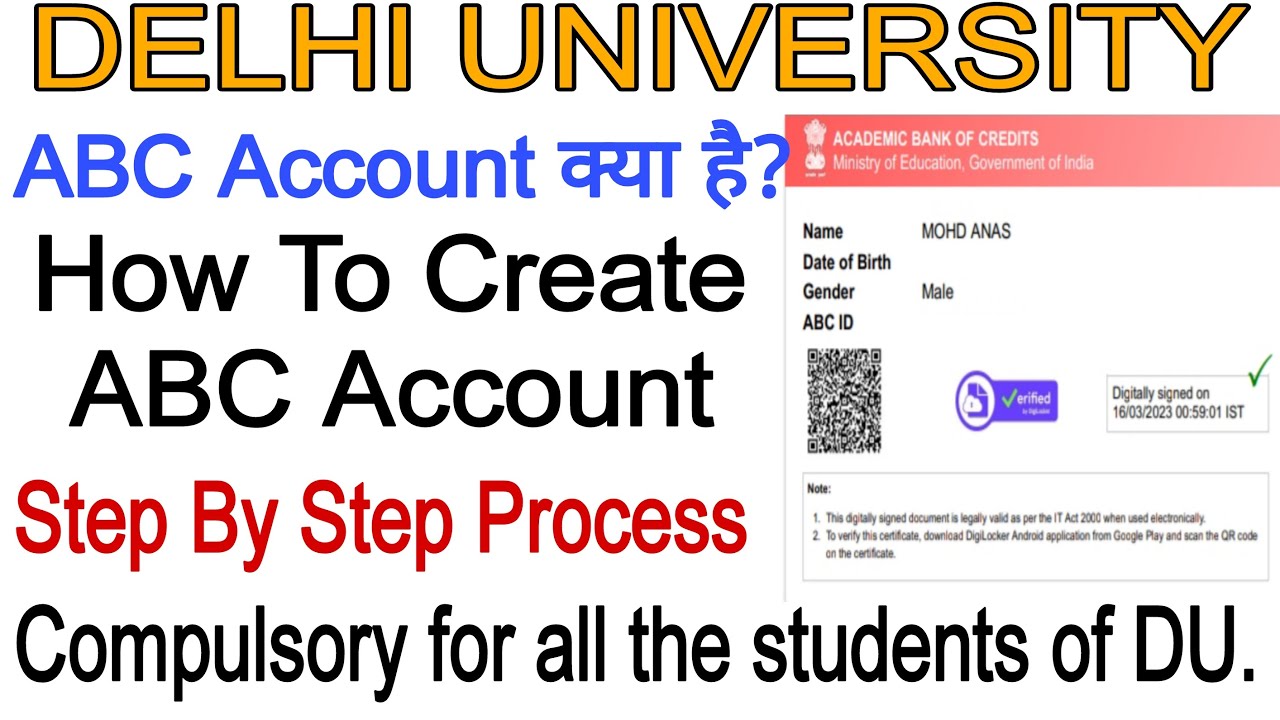 How To Create ABC [Academic Bank of Credits] Account #anas_du - YouTube