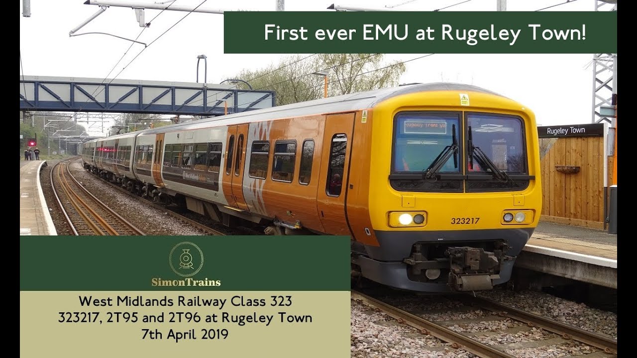 *First Ever EMU at Rugeley Town* WMR Class 323, 323217, 2T95 & 2T96 at ...