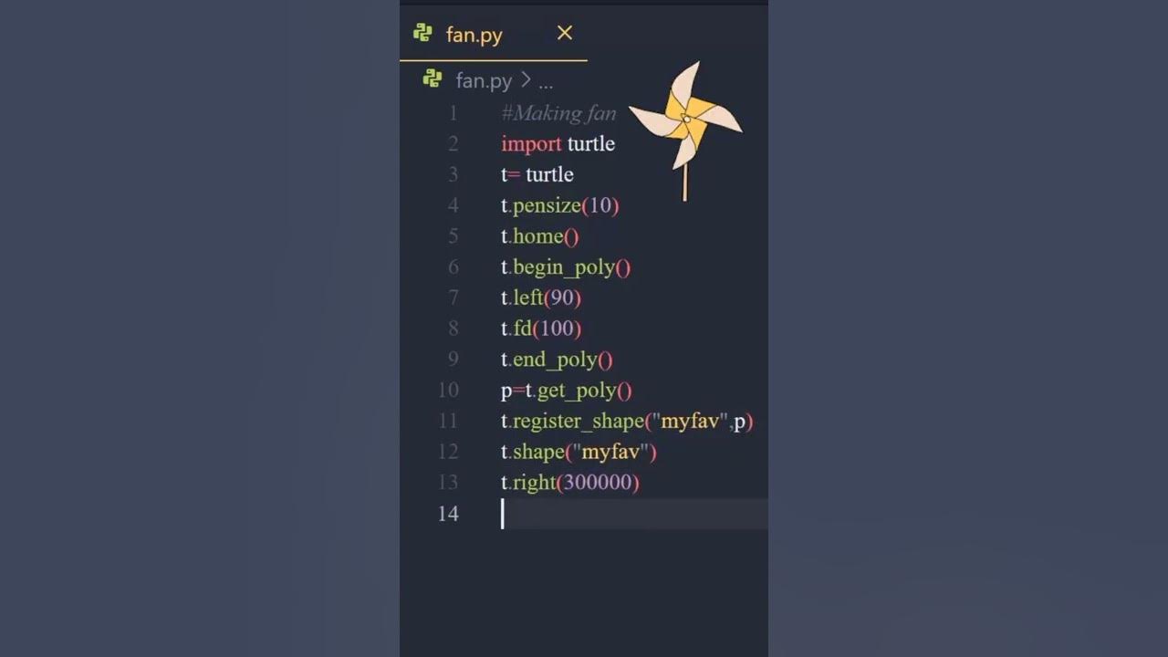 Rotating fan using python turtle 😍🥶 | #shorts | #code_gyani - YouTube