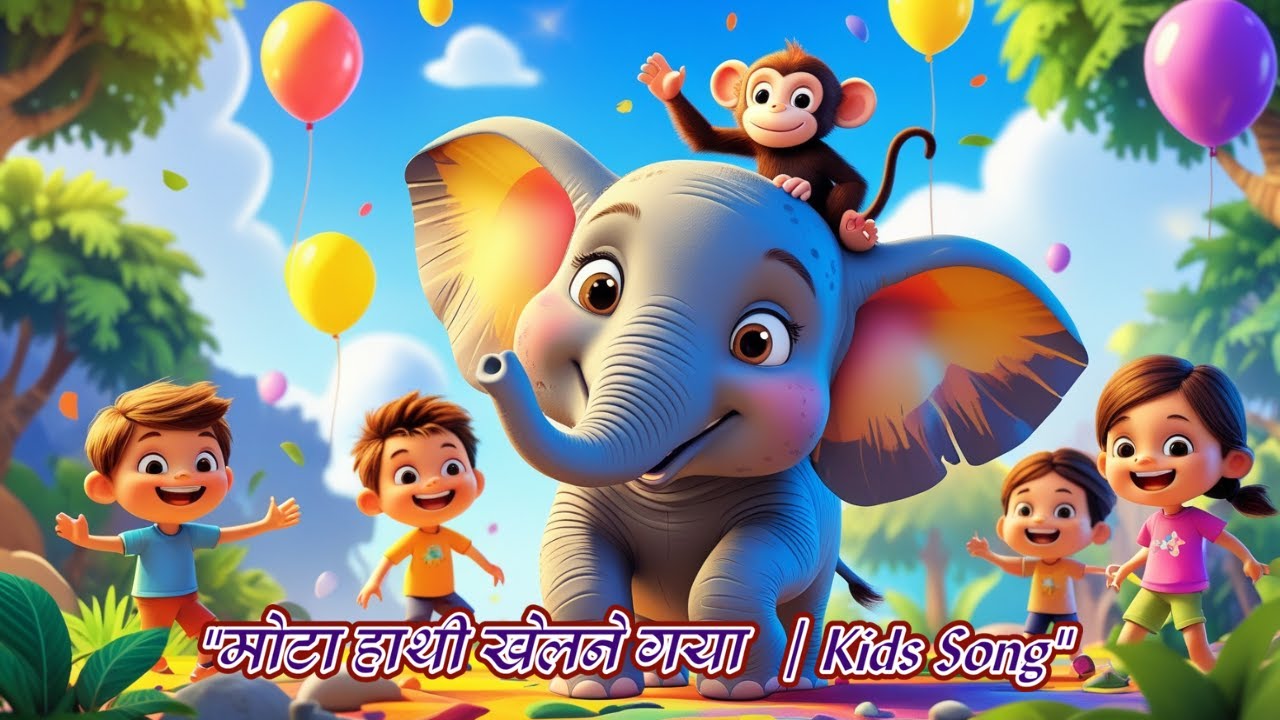 “Ek Mota Haathi Khelne Gaya 🐘 | Hindi Kids Song | 3D Cartoon Animation ...