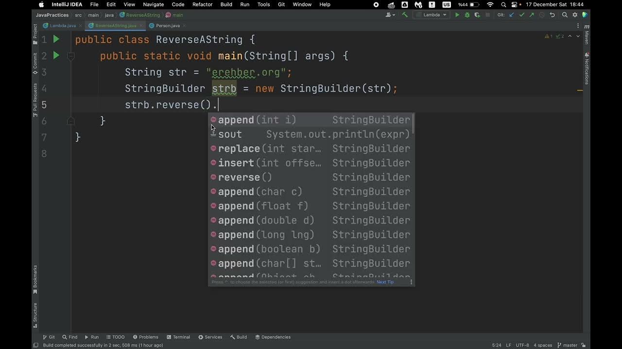 Java'da bir String'i ters çevirme - YouTube