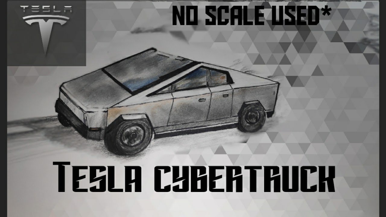 Drawing Tesla cybertruck without scale - YouTube