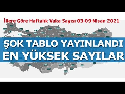 İllere Göre Haftalık Vaka Sayıları Yayınlandı !!! (3-9 Nisan)