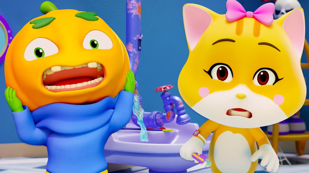 Halloween Cartoon : Broken Pipe Boo Boo Funny Cat Video for Kids - YouTube