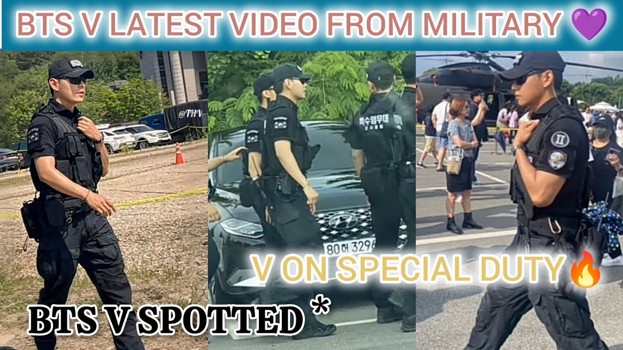 BTS V IN FULL SDT UNIFORM 🔥🐯V SPOTTED WITH PATROLLING UNIT💜 #btsv # ...