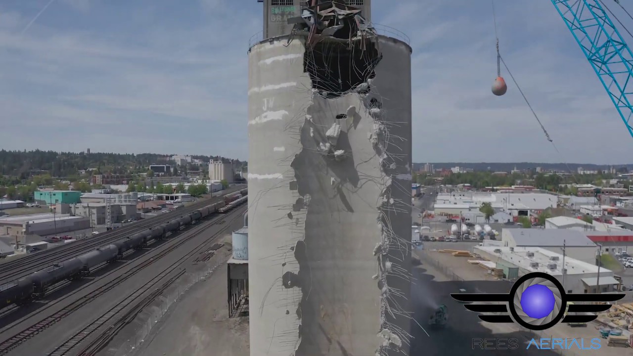 Smith Construction Grain Silo Demolition, Spokane, WA - YouTube