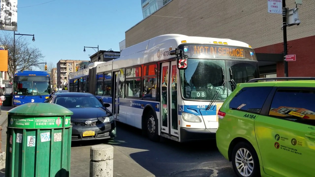 MTA: 2013 NFI XD60 #4736 with flashing blue SBS lights on NIS - YouTube