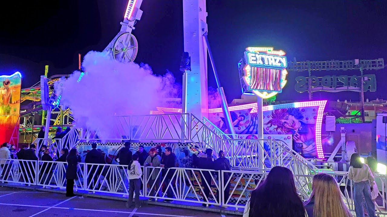 Feria de atracciones, Valencia 2023. Extazy en 4K a 60FPS. Navidad ...