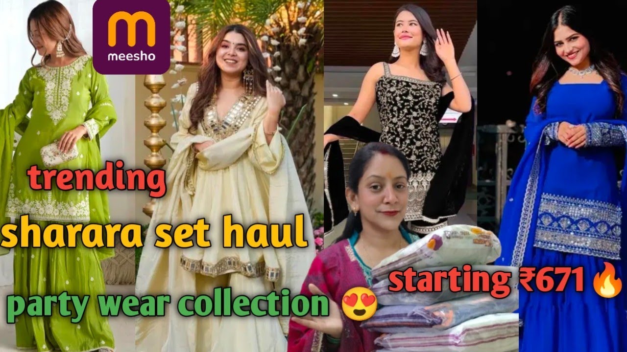 Meesho party wear sharara set haul 😍|| wedding /party wear🥰|| tryonhaul ...