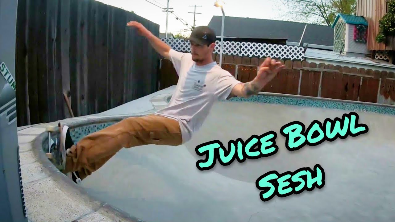 Juice Bowl Skate Sesh | SKATING DIY Bowl with "Pool Coping" - YouTube