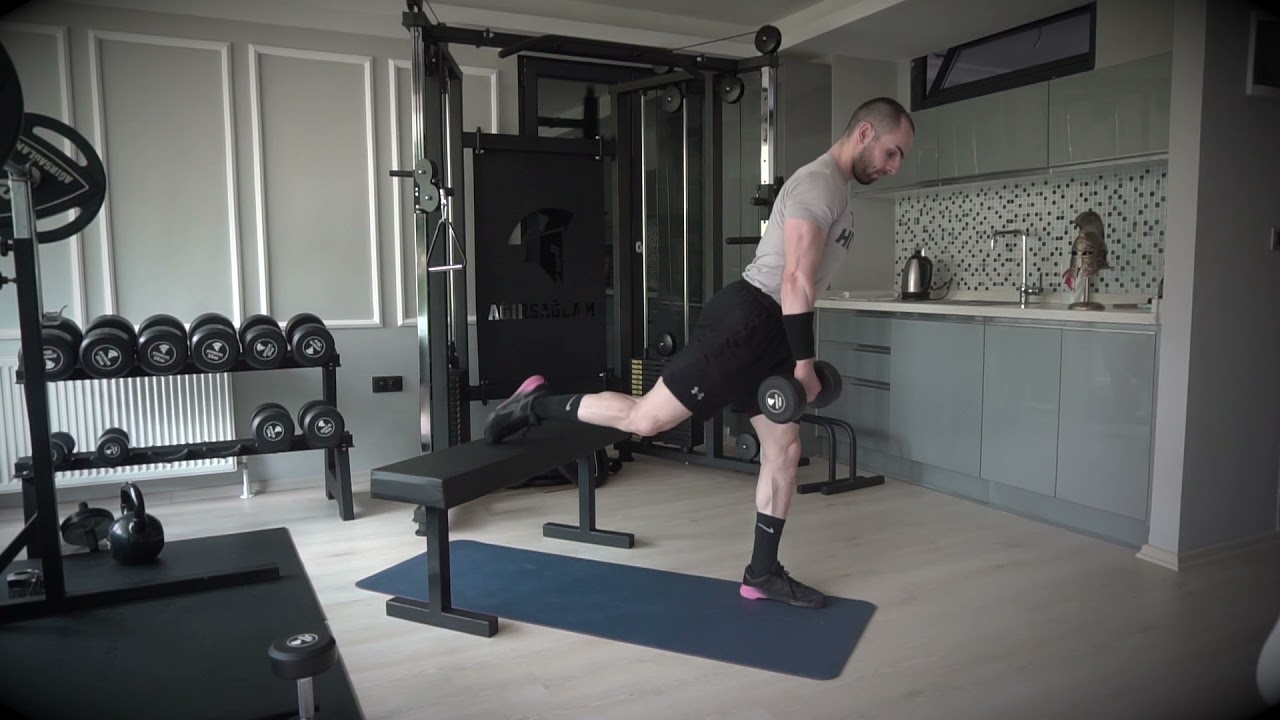 Dumbbell Contralateral Rear Foot Elevated Split Squat - YouTube