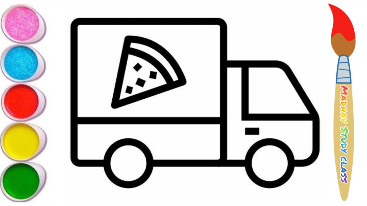 Pizza Van Easy Drawing, Colouring & Painting for Kids, Toddlers - YouTube