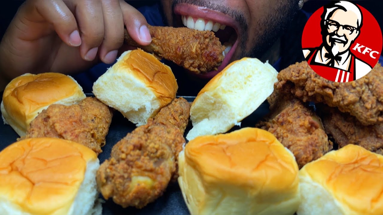 ASMR ⚠️EXTREMELY MESSY EATING🤤KFC FRIED CHICKEN SWEET BUNS FIRE CHEESE SAUCE *EXTRA CRISPY ...