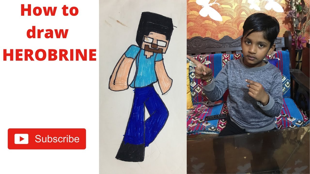 How to draw Herobrine #Minecraft - YouTube