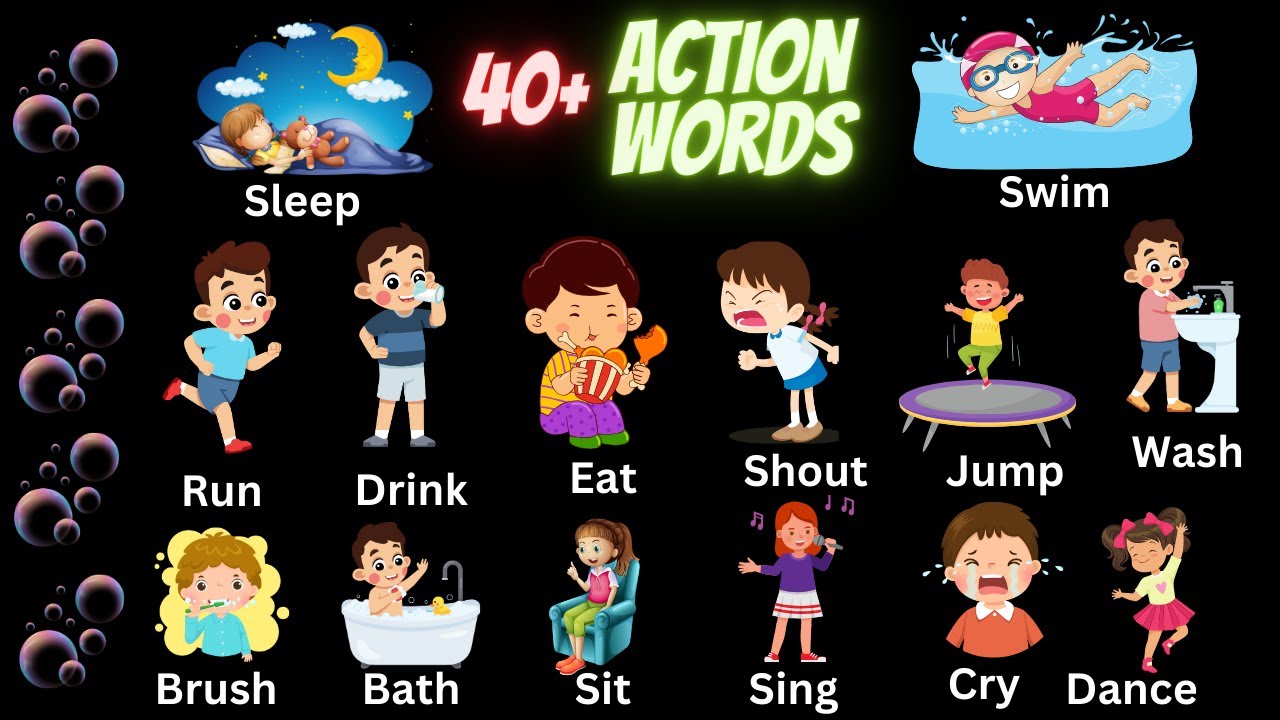 Action Verbs vocabulary / Made by kids/ Learn English for kids/Action ...