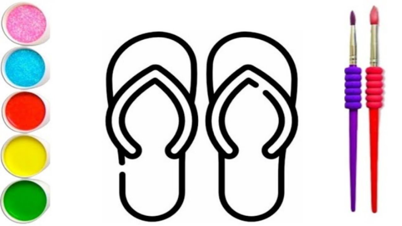 Draw Slippers for Kids and Toddlers Easy Drawing Step by step | simple ...