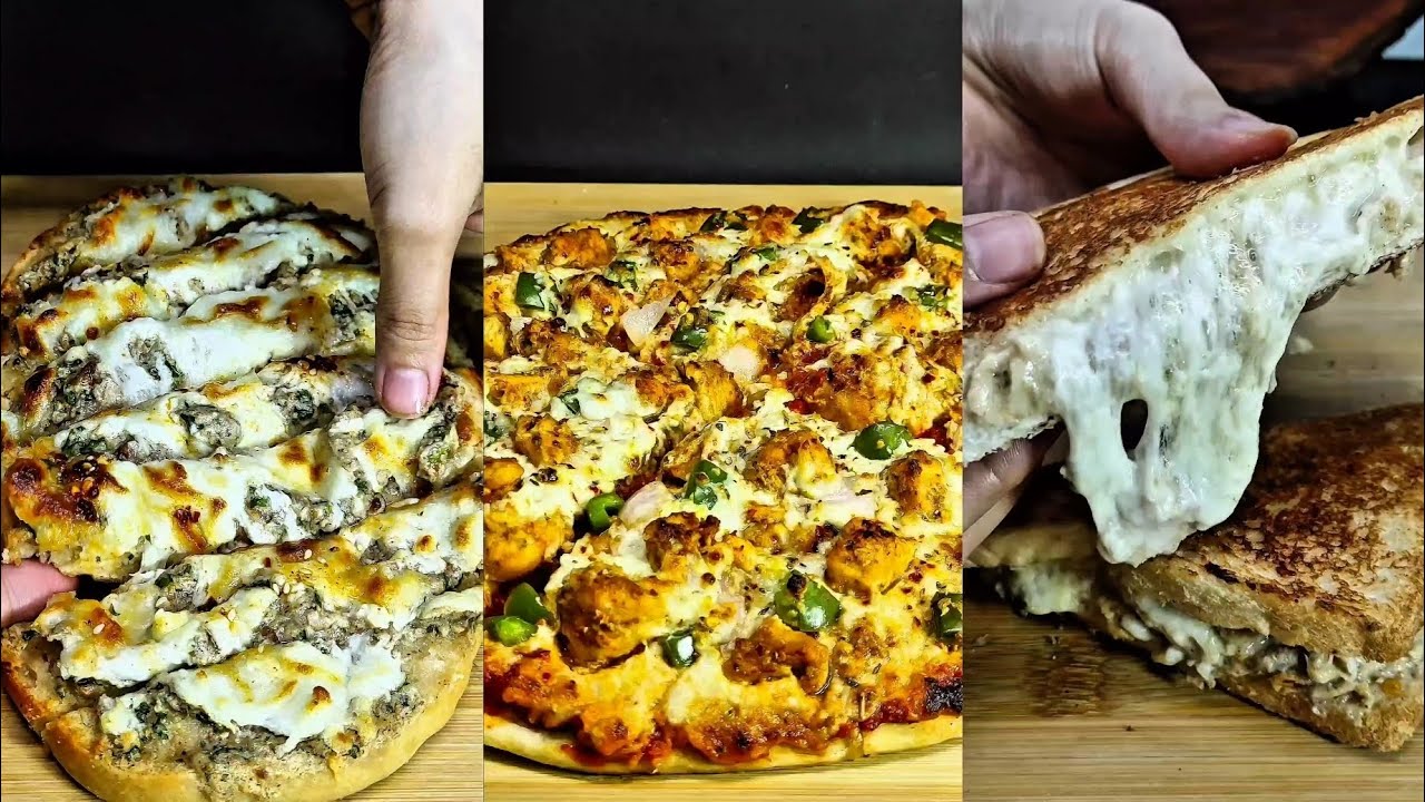 4 Viral Cheesy Recipes In One Video | Pizza, Garlic Bread, Sandwich ...