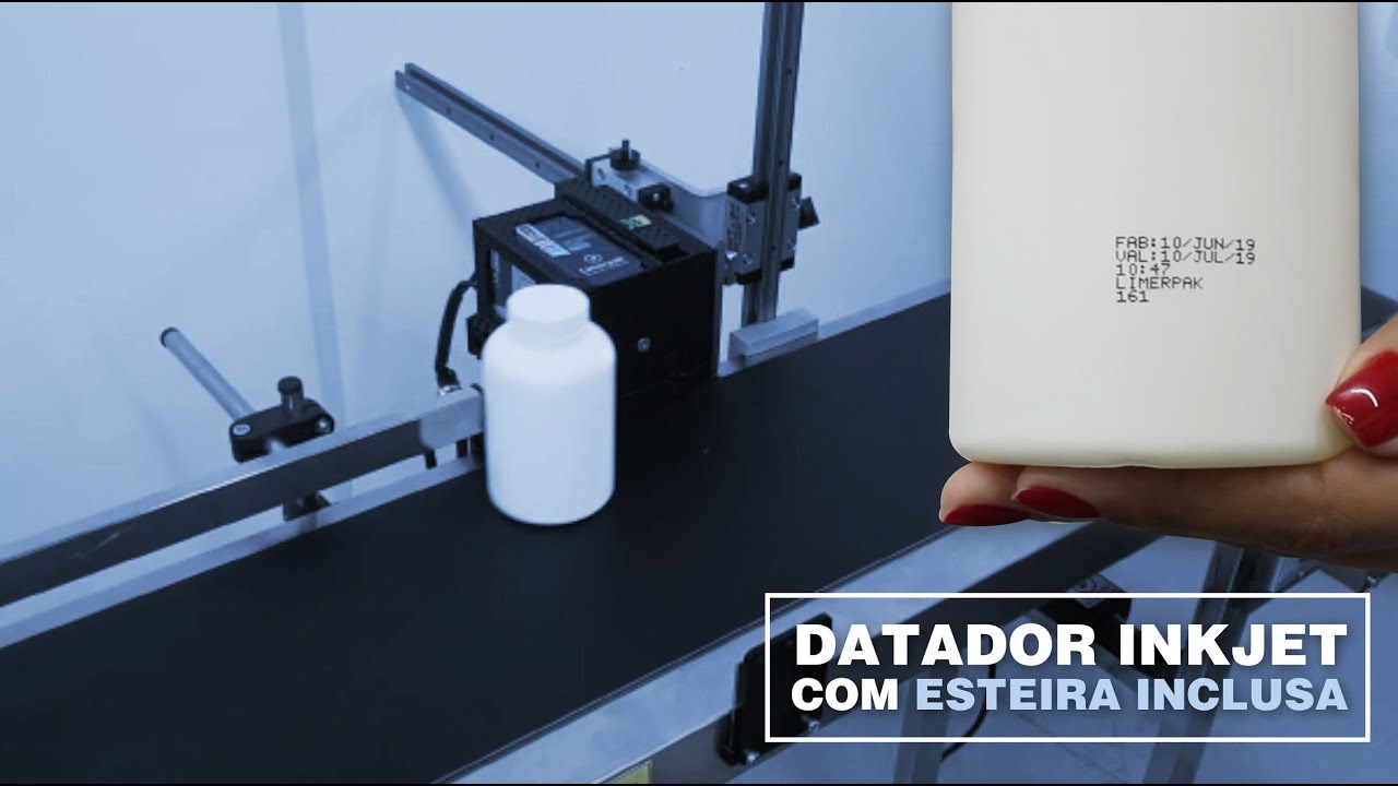 Datador Inkjet Limerpak com Esteira em Inox 3kg Incluso - YouTube