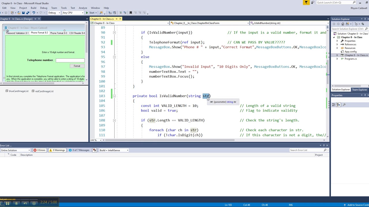 C# Chapter 8 Processing Data Part 10 Phone Format 8 2 swf - YouTube