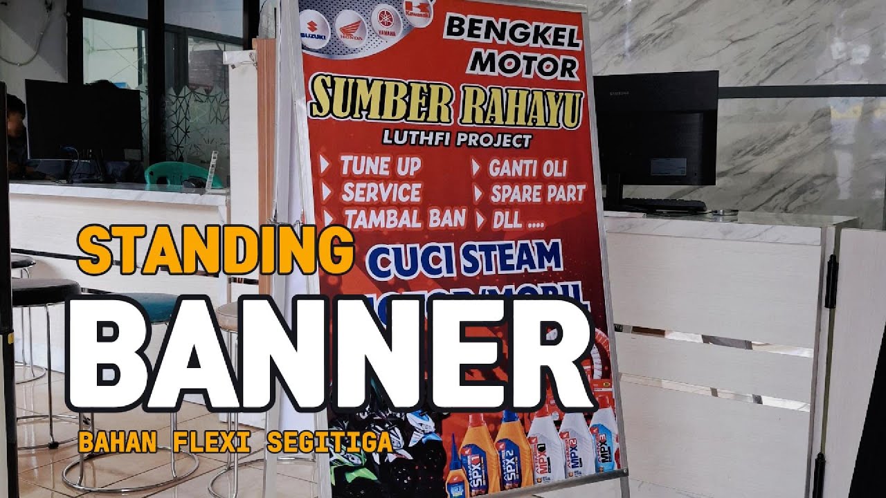 STANDING BANNER SPANDUK BESI SEGITIGA LIPAT - DEA GRAFIKA - YouTube