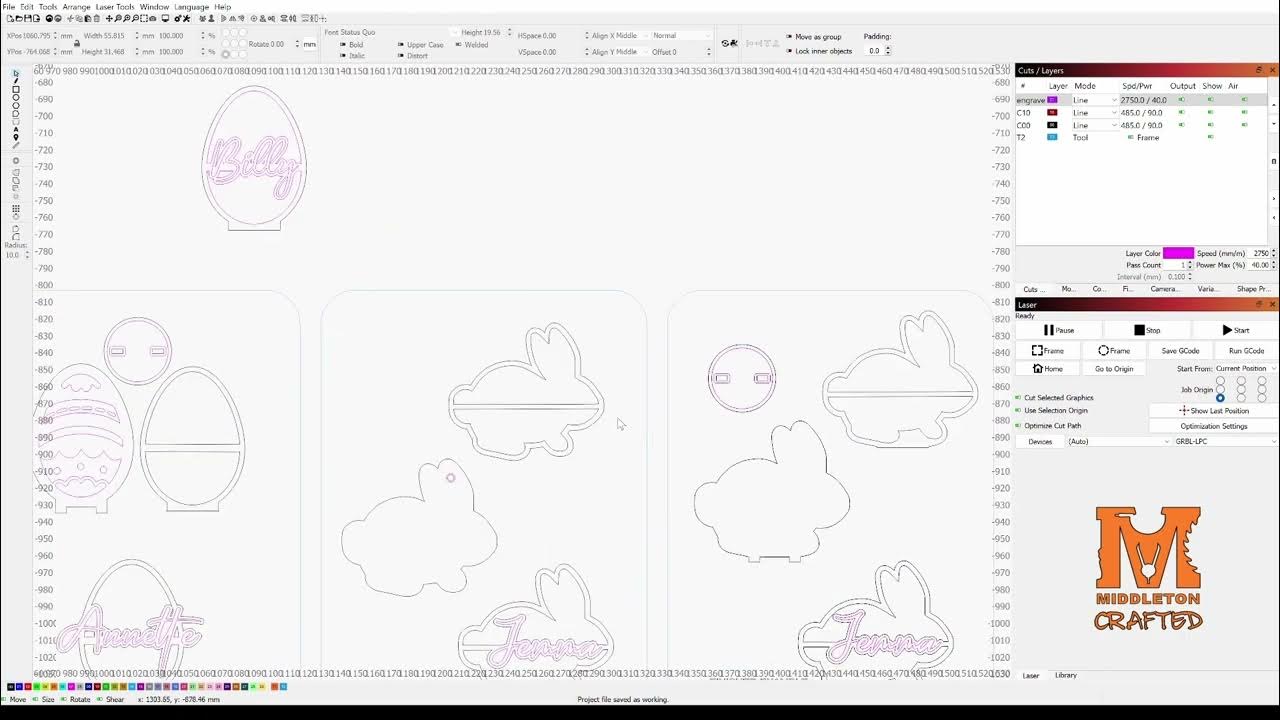 Middleton Crafted Lightburn Quick Tip/Tutorial Welding Text Offsets with closed Objects - YouTube