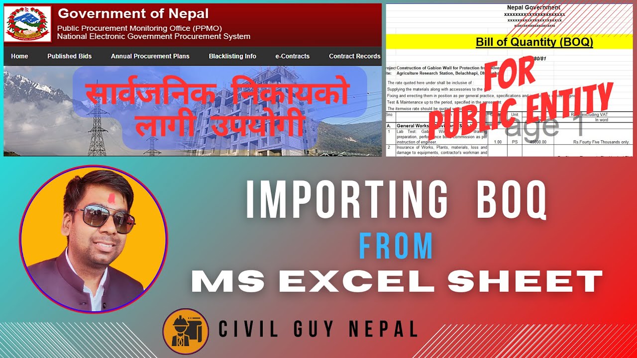 Importing BOQ from Excel Sheet| Procurement of WORKS NCB |Bolpatra For ...