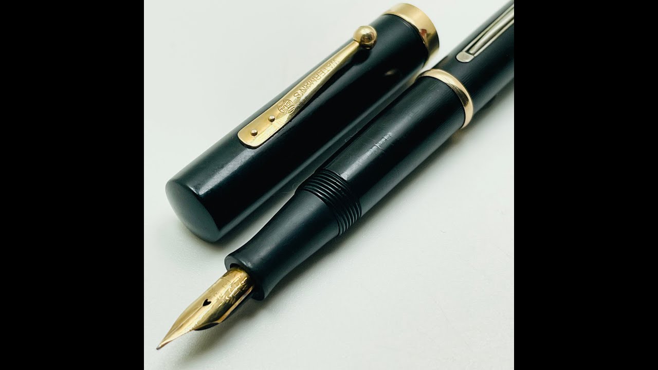 Waterman 52 Fountain Pen Rare 18k Flex Nib - 9k Gold Bands - YouTube