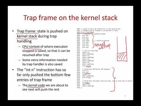 Operating Systems Lecture 24: Trap handling in xv6 - YouTube